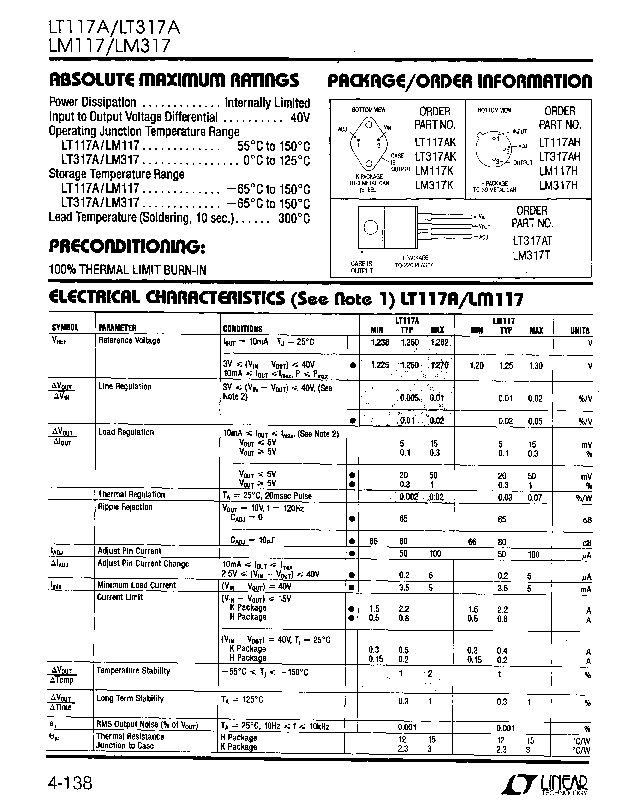 LM117 Datasheet PDF (547 KB) Linear Technology | Pobierz z Elenota.pl